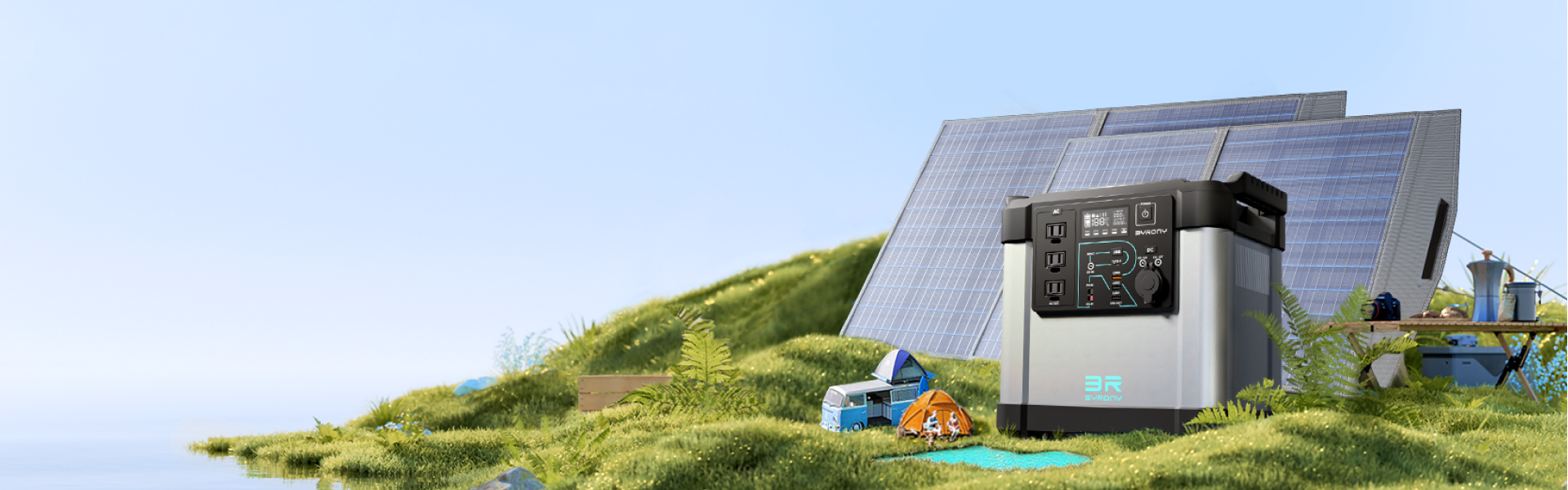 BYRONY - Solar Generator for Camping, Portable Power Station